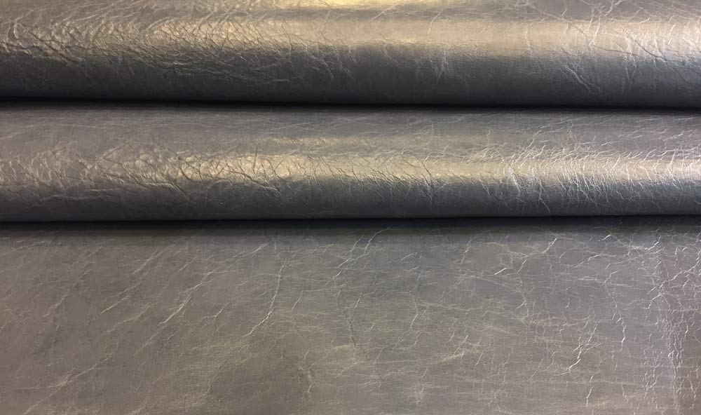 Genuine Leather Hide - Full Skin - Dark Grey Color - 7 sq ft - 2 oz. avg Thickness - Waxy Finish – Soft Lambskin Fabric – Upholstery Material – Craft DIY Supply - Leather Treasure Shop