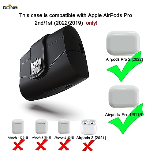 OCING 6 in One Airpods Pro 2 Case with Secure Lock, Full Body Protective Case Compatible with Airpod Pro 2nd / 1st Generation(2022/2019), Supports Wireless Charging (Black)