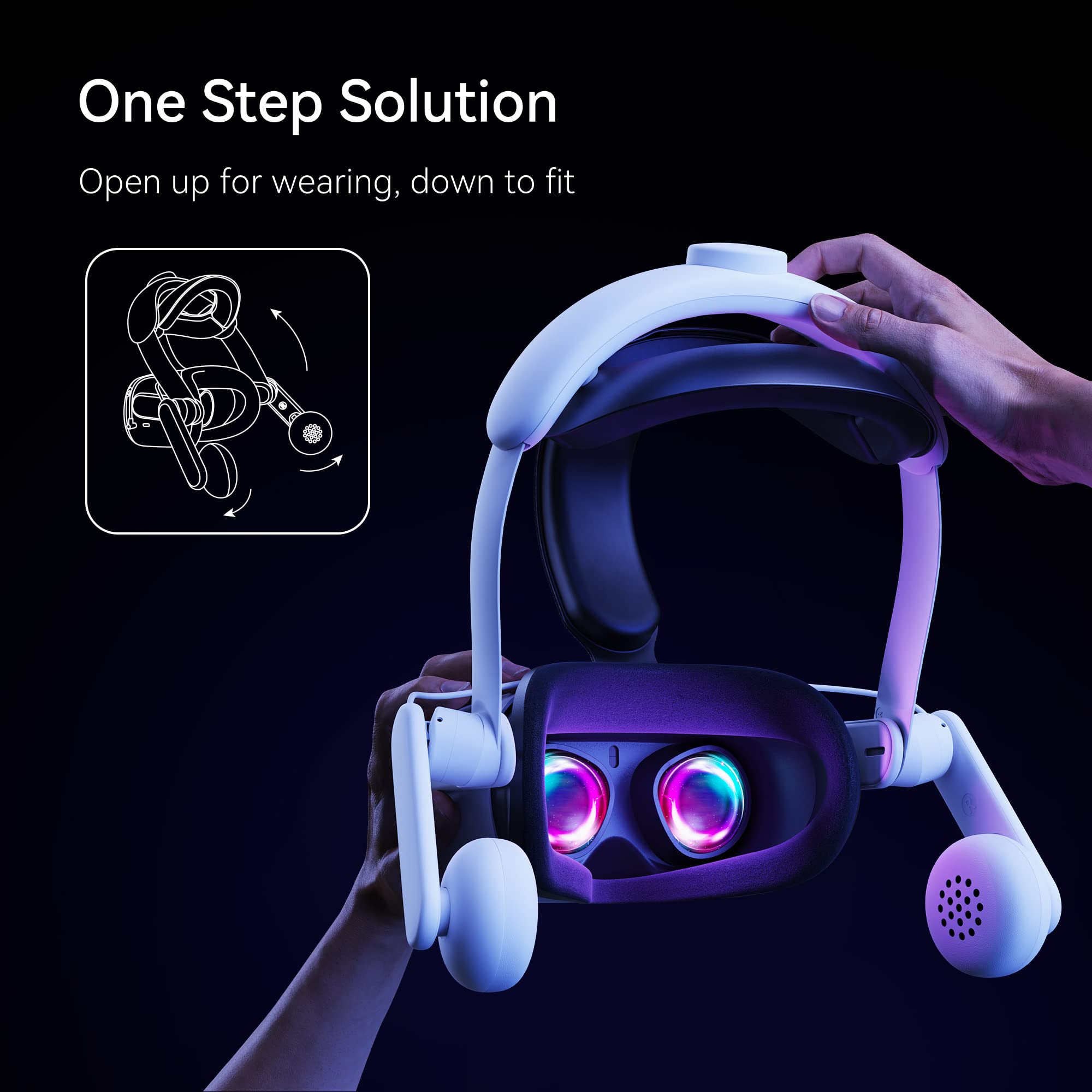 KIWI design On-Ear Audio Elite Strap with RGB Charging Dock for Quest 2 Accessories
