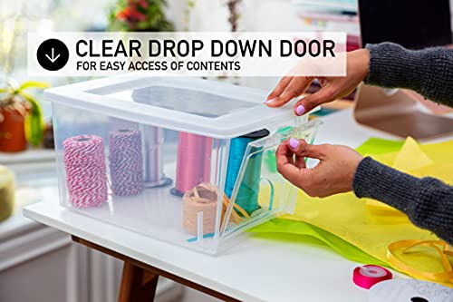 Rubbermaid X-Small All-Access Tote with Lids, Pack of 6, Stackable Storage Bins with Clear Drop-Down Door and Carry Handles, Closet Organization Containers, Clear