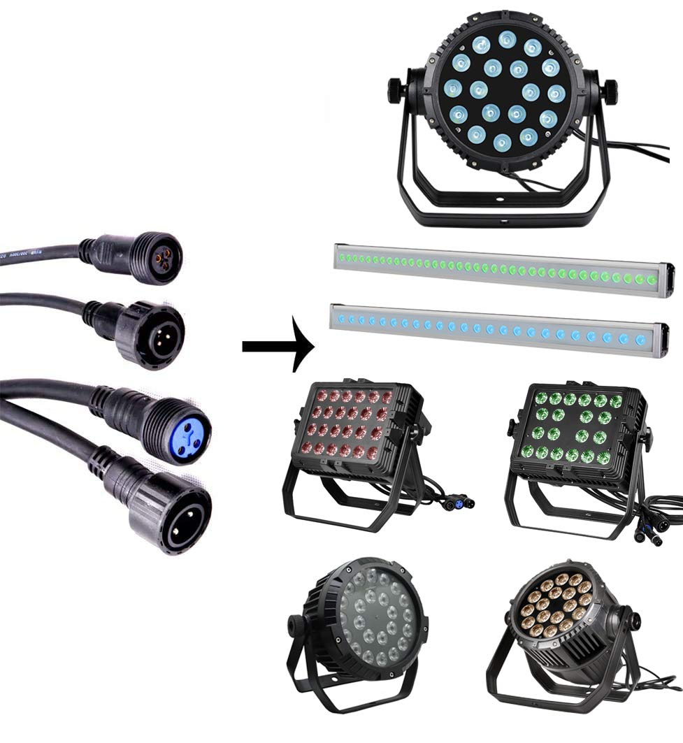 IP Power Extension Cables DMX Extension Cables Adapter Cables for IP par Lights, LED bar, Other IP Lights (IP Power Adapter Cable+DMX)