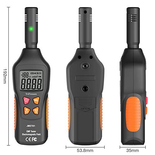 JOAUIAX EMF Meter Reader EMF Detector,5HZ—3500MHz Digital Household Radiation Detector,3 in 1 Electromagnetic Field Meter with LCD&Sound-Light Alarm for Home EMF Inspections,Office and Ghost Hunting