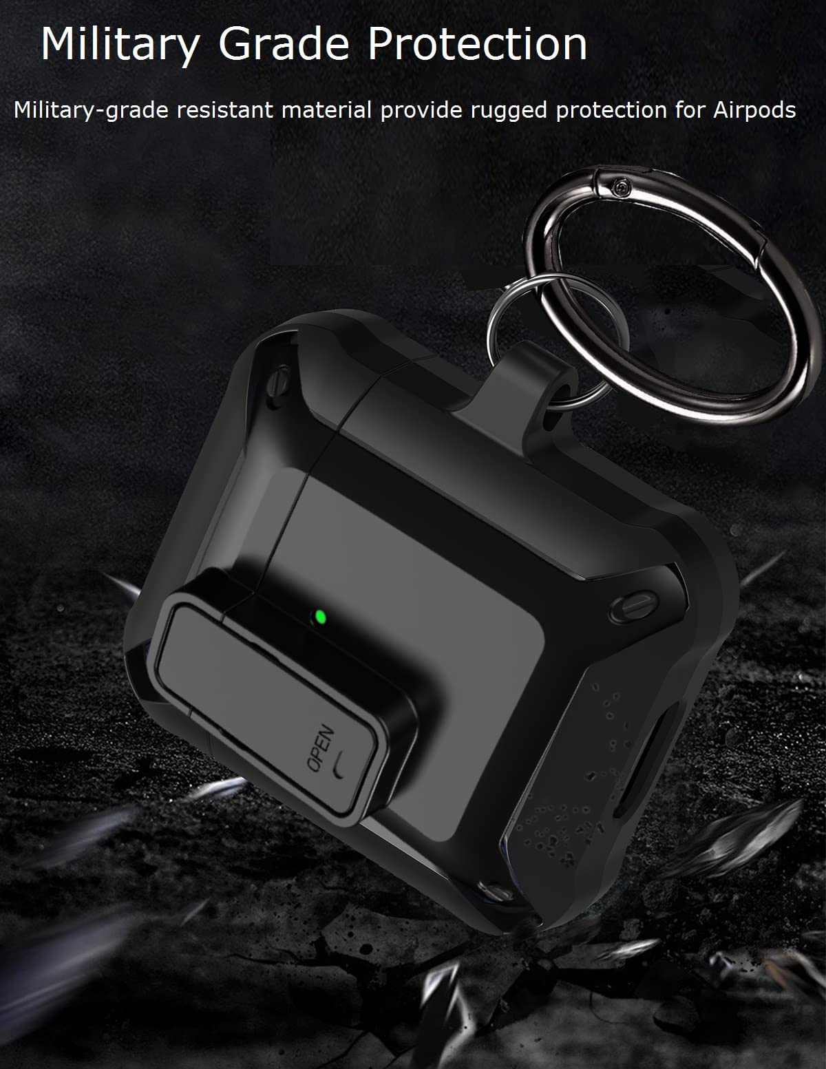 GARTOO for Airpods Case 2nd 1st Generation Lock with Cleaning Kit, Rugged Armor airpod 2nd 1st Gen Protective Cover Men Women with Cleaning Pen for Apple Airpod 1/2 Case (Black)