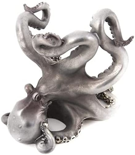 Octopus Wine Holder Figurine Countertop Bar Decor Octopus Sculpture Single Wine Holder (Sliver)