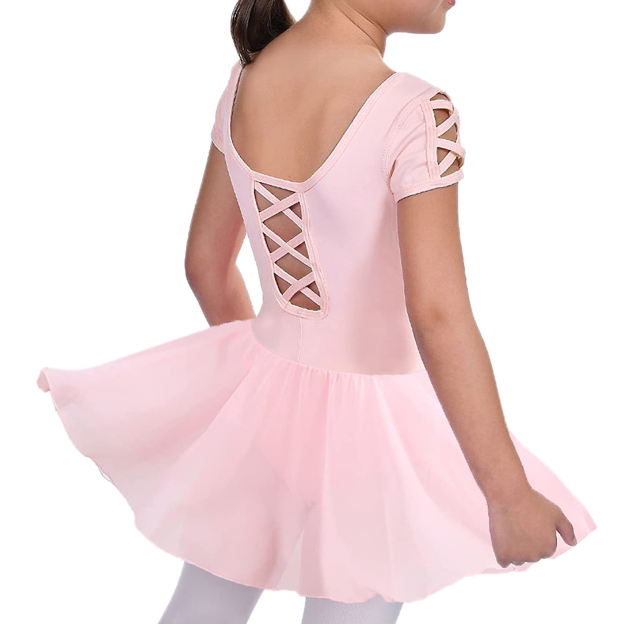 Kidsmian Girls Dance Multi Back Cross Strap Camisole Leotard with Skirtd Tutu Ballet Dress Gymnastics