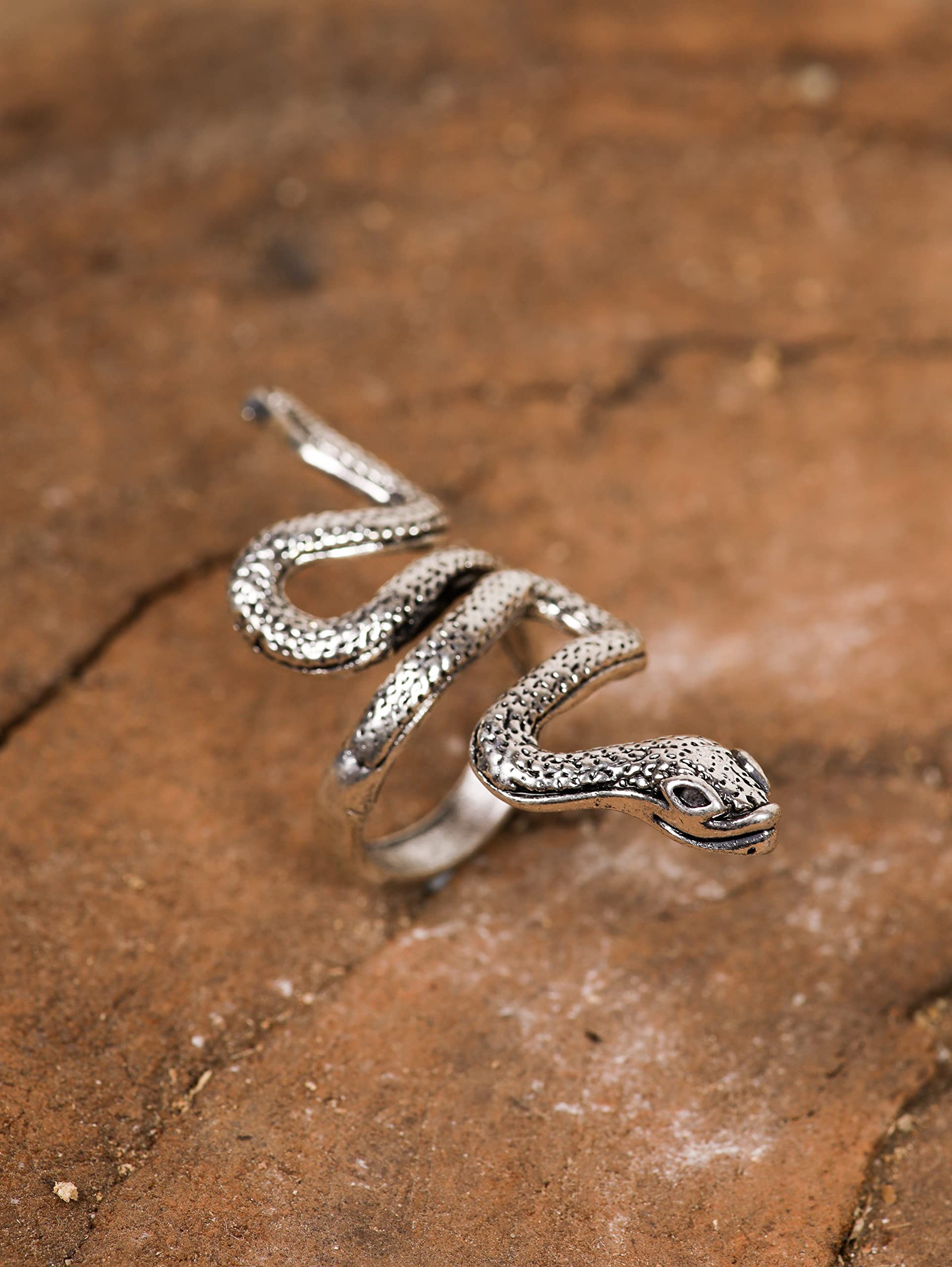 HAQUIL Vintage Snake Witchy Adjustable Ring, Snake Adjustable Serpentine Statement Ring, Dainty Wrap Serpent Snake Ring, Band Punk Jewelry