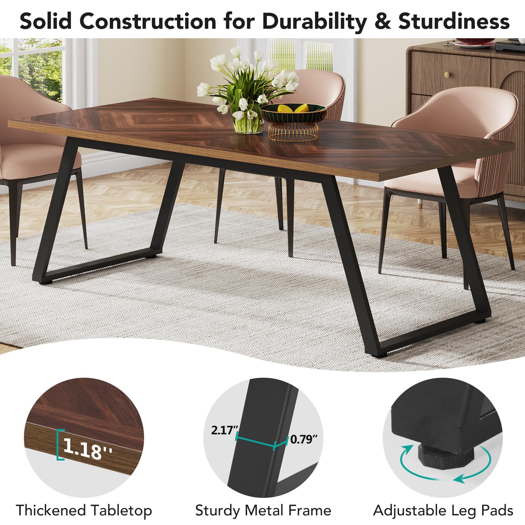 Tribesigns 63 Inch Executive Office Desk, Large Computer Desk with Thickened Frame, Modern Simple Study Writing Table Workstation Desk for Home Office, Living Room