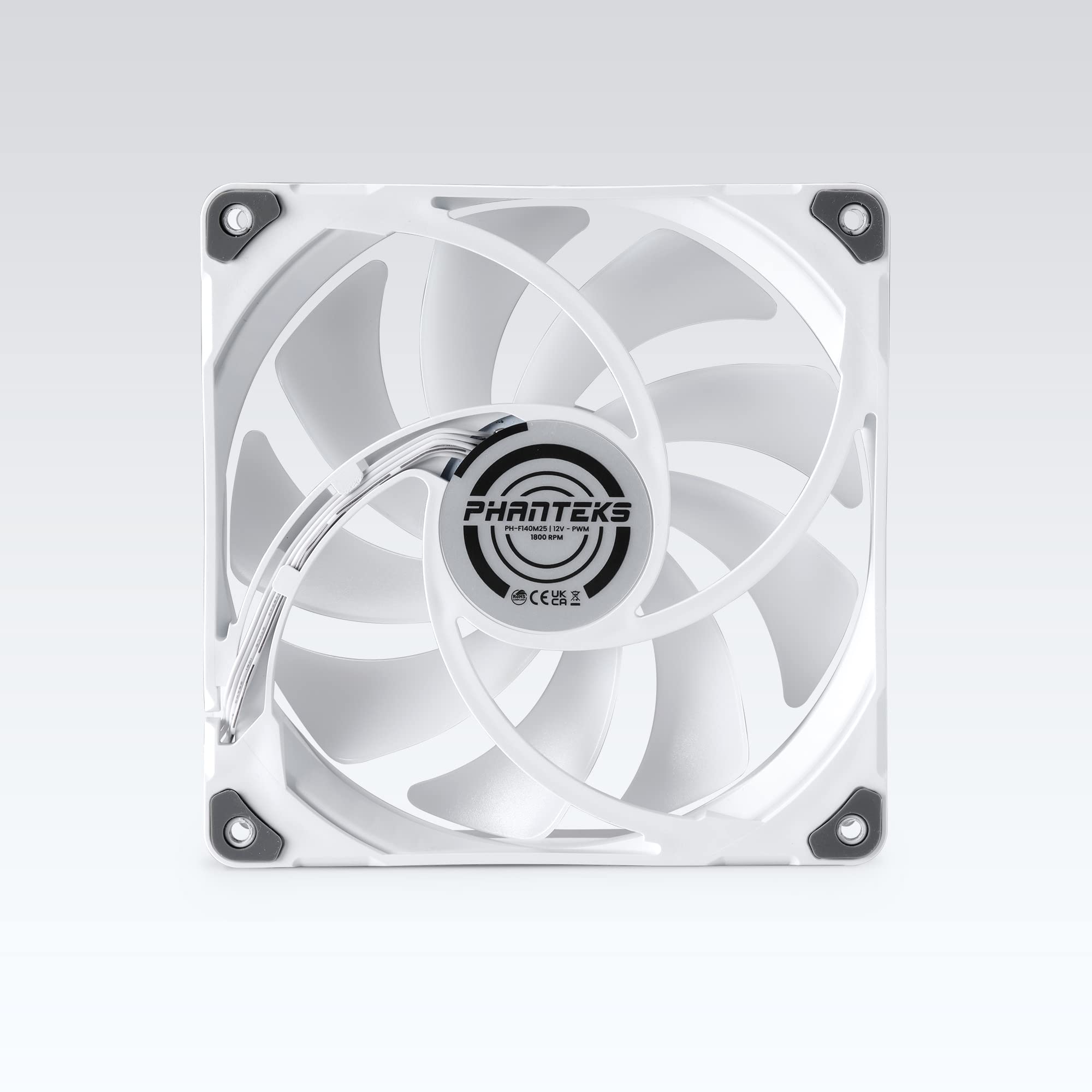 Phanteks M25-140 D-RGB Fan, High-Airflow Radiator Performance, PWM Control up to 1800RPM, ARGB/DRGB Lighting, Daisy-Chain Cable (White Matte Blade/Black Fan Frame (3-Pack))