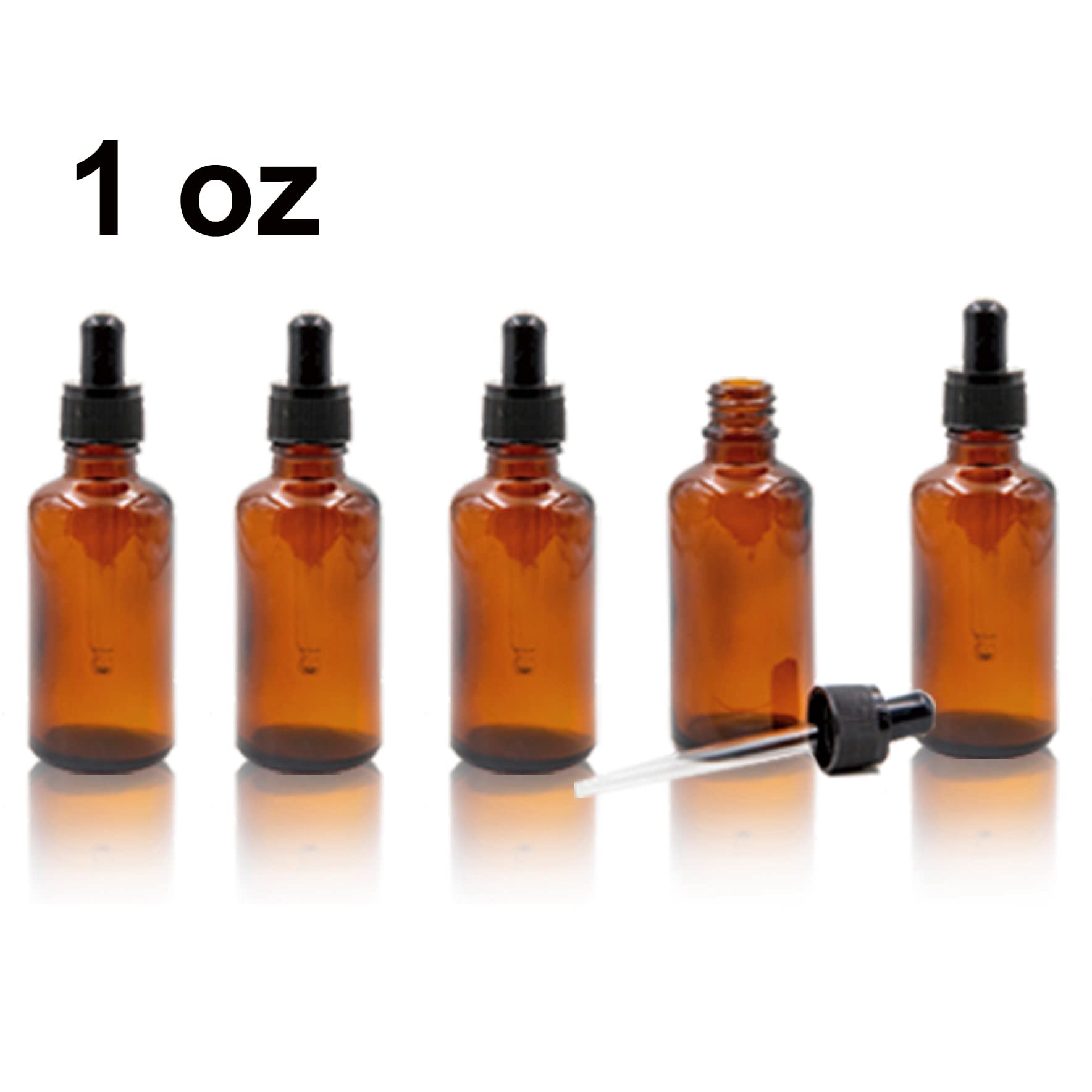 Youngever 16 Pack 1 Ounce Amber Glass Dropper Bottles for Essential Oil, 2 Stainless Steel Mini Funnels