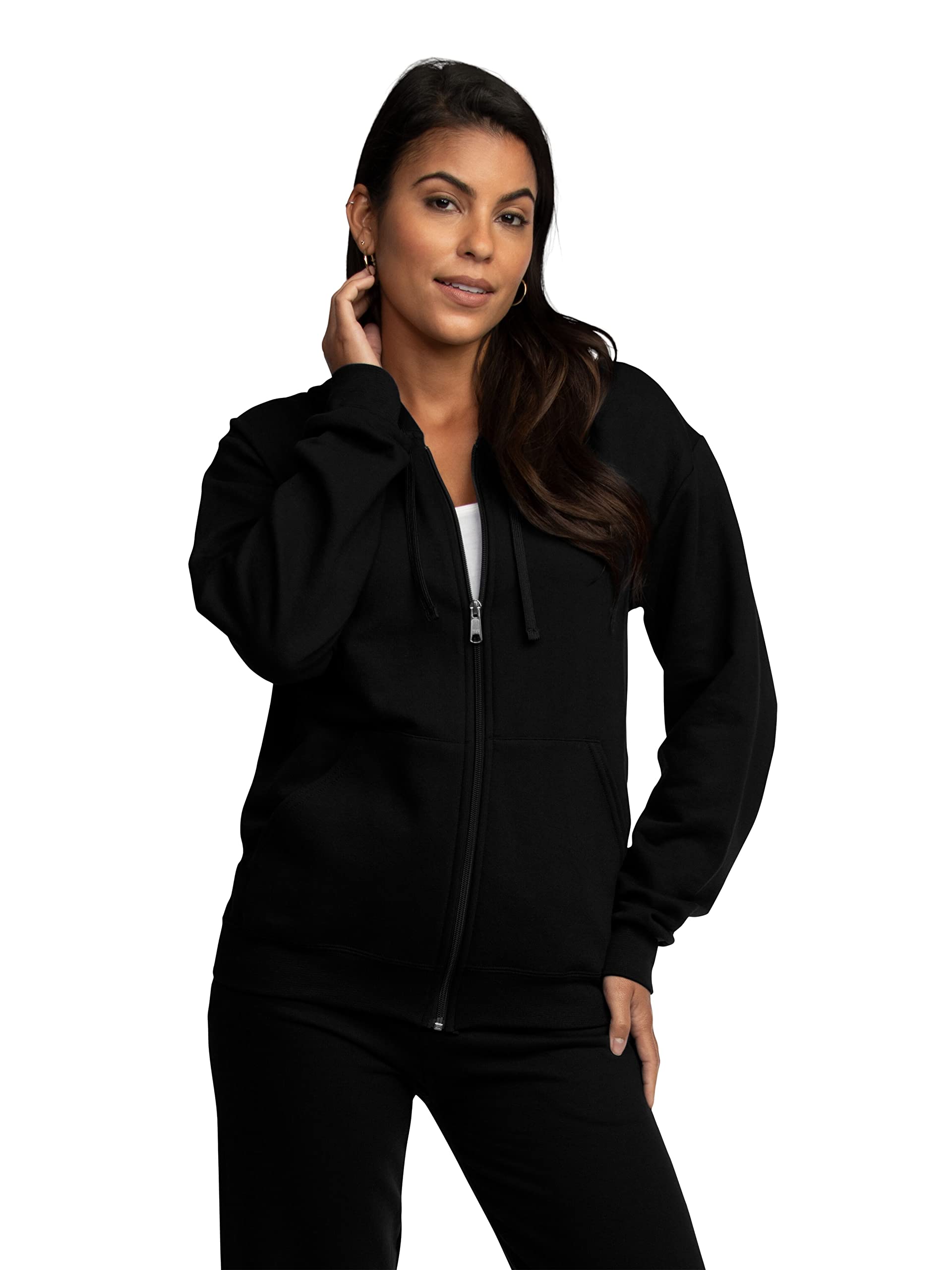 Fruit of the Loom Men's Eversoft Fleece Sweatshirts & Hoodies, Full Zip-Black, X-Large