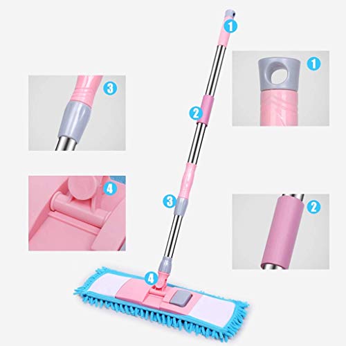 JHHDP Professional Microfiber Mop Stainless Steel Handle Flat Magic Mop Replaceable Mop Head