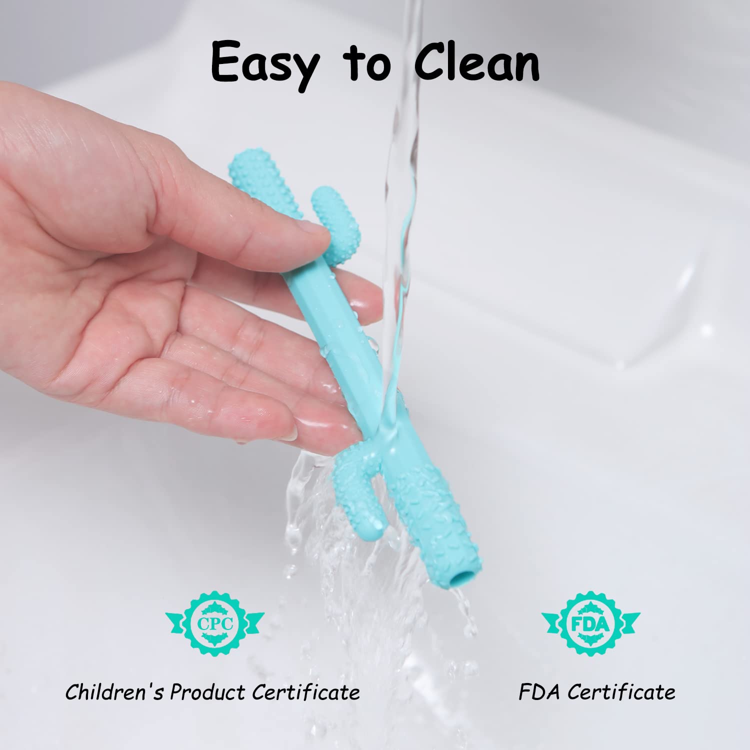 Hollow Teether Tubes, 5 Pack Chew Straw Toy with 2 Brushes, Windolphin Teething Toys for Babies 0-12 Months, Baby Molar Toy, Free BPA, Dishwasher and Freezer Safe