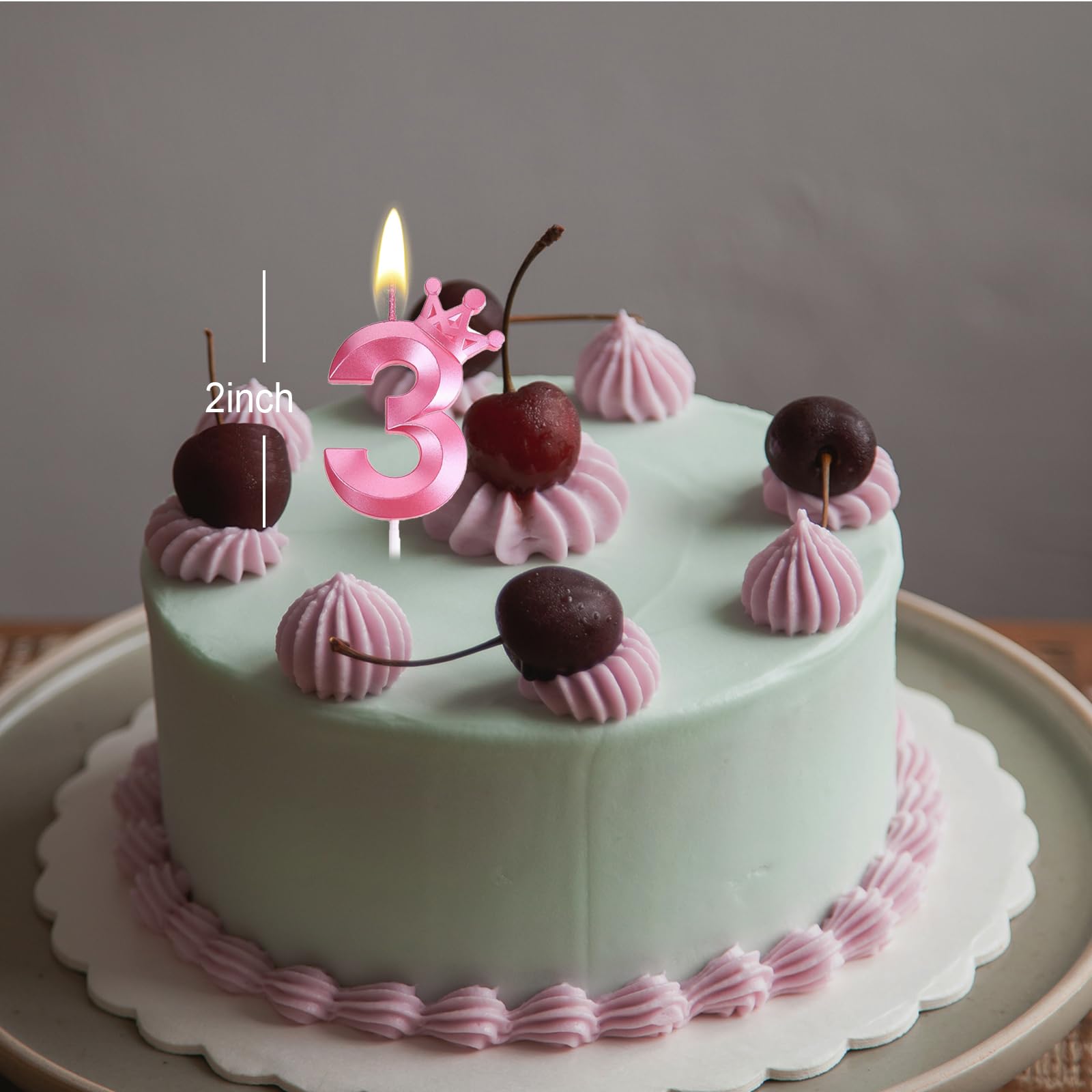 Pink Number 3 Birthday Candle丨3rd Birthday Party Pink Theme Decorations丨3D Crown Designed Number Candles for Birthday Cake Topper Decorations(3 Candle Pink)