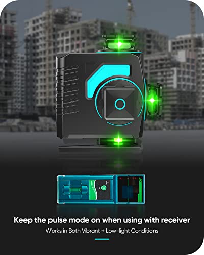 Laser Level Self Leveling 360 Green 4-Plane 4D 16 Line ACTBOT 10000mAh All-Inclusive Kit Swivel Level Line Laser with Pulse Mode Tilt Horizontal Vertical 4x360 Cross Line Remote Controller Switchable