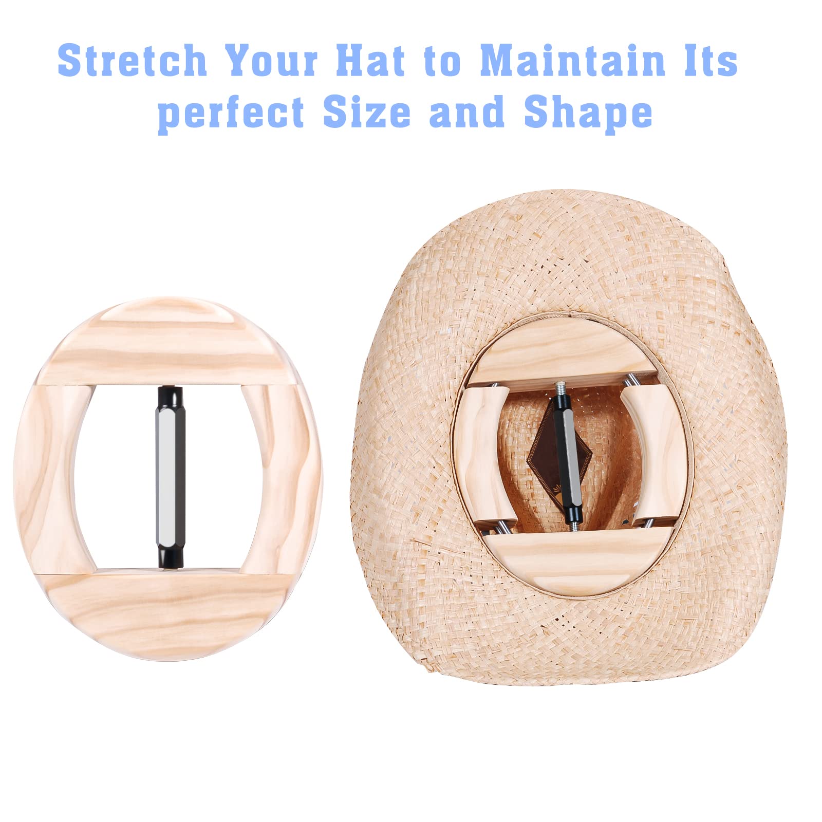 H.Busque Hat Stretcher for Fitted Hats for Cowboy Men Baseball Cap Hat Extender Shaper for Fedoras with Turnbuckle Adjustable Size 7 1/2 to 9 3/4 Black