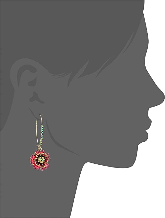 Hot Pink Flower Dangle Earrings for Women Rose Boho Vintage Drop Earrings for Christmas Valentine’s Day (style1)