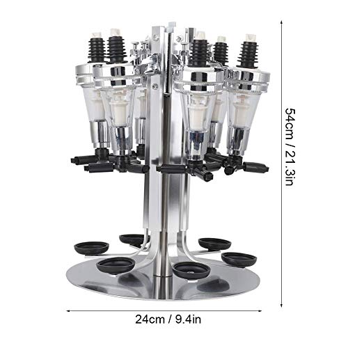 Liquor Dispenser, 6 Bottle Revolving Alcohol Rotating Dispenser Wine Beer Alcohol Bottle Beverage Stand Revolving Nozzle Drinkware Set for Wine Racks Cocktail Dispenser Wine Holder Bar Party Drinking