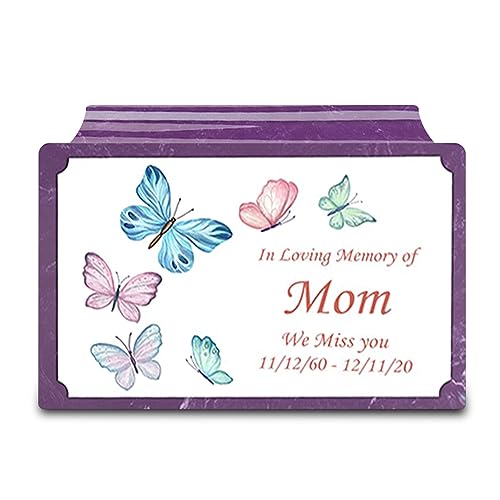 GetUrns β Legacy Cultured Marble Urn by Mackenzie, Adult Size Cremation Urns, Custom UV Printed Burial Urn for Ashes, 210 Cubic Inch Cemetery Urns for Ashes, Butterfly, Amethyst