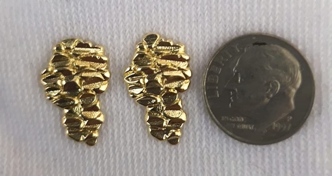 Gold Plated Nugget Stud Earrings for Men and Women