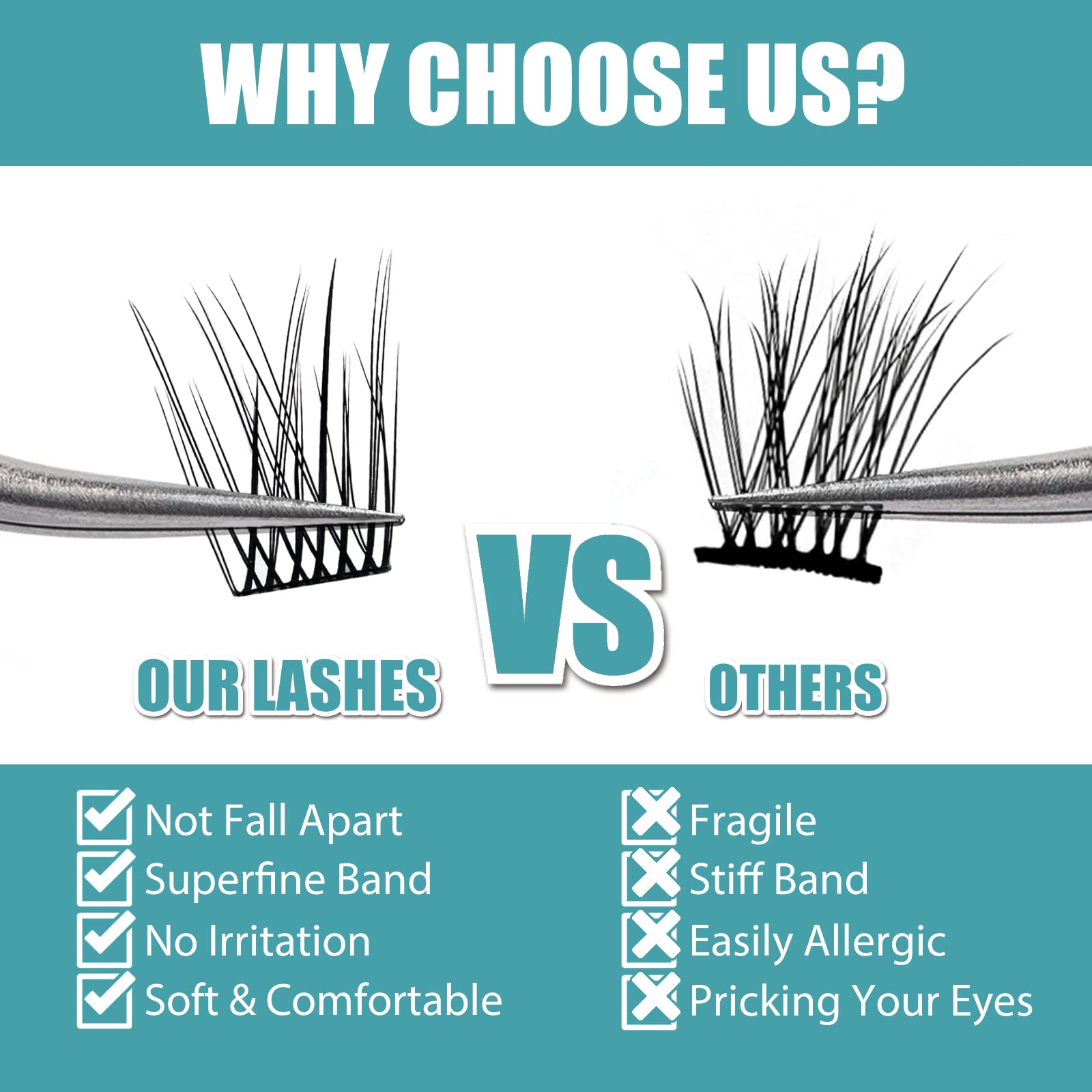 FinyDreamy 8mm Lash Clusters, Individual Lashes Extension 8mm Clusters Lashes C Curl DIY Eyelash Cluster Natural Look Lashes Super Soft and Lightweight Wide Thin Band Eyelashes(8mm-Natural)