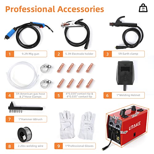 LITAKE 3 in 1 Digital MIG Welder, 200Amp 110/220V Dual Voltage Welding Machine,Suitable for MIG(2T/4T)/Lift TIG/Stick