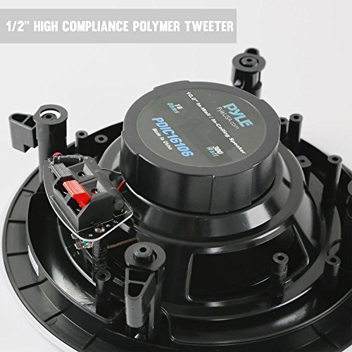 Pyle Pair 10” Flush Mount in-Wall in-Ceiling 2-Way Speaker System Spring Loaded Quick Connections Changeable Round/Square Grill Stereo Sound Polypropylene Cone Polymer Tweeter 300 Watts (PDIC16106)