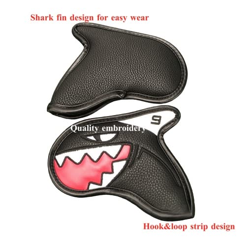 Golf Iron Covers 9pcs PU Golfclub Head Covers Golf Club Covers Shark Fin Pattern