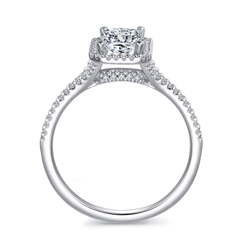 HAFEEZ CENTER 1 Carat D Color VVS Cushion Cut Moissanite Ring Engagement Rings for Women (10, Moissanite)
