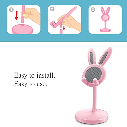 RUITASA Cute Bunny Phone Holder, Bunny Stand for Nintendo Switch, Bunny Stand Up, Kawaii Cell Phone Holder with iPhone, iPad, Tablets, Smartphones (Pink)