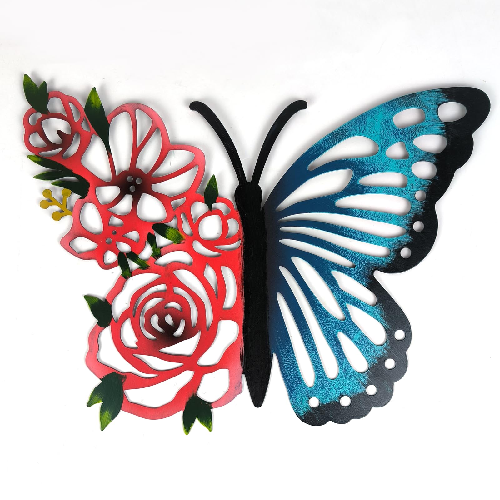 LIFFY Metal Butterfly Wall Decor - Butterflies Indoor Art Hanging Sculpture for Home Bedroom Living Room Office Plaque Lawn Fence Backyard Porch - 16 Inch