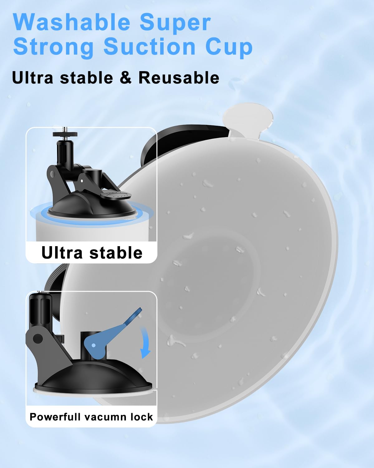 Herclear Suction Cup Phone Mount with Light,Mirror Phone Holder Mount for Makeup Content Creator Essentials, Mirror Tripod with Light for Bathroom Kitchen Compatible with All Smooth Surface