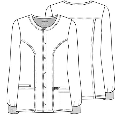 Snap Front Scrub Jackets for Women, Workwear Revolution Soft Stretch WW310, L, White