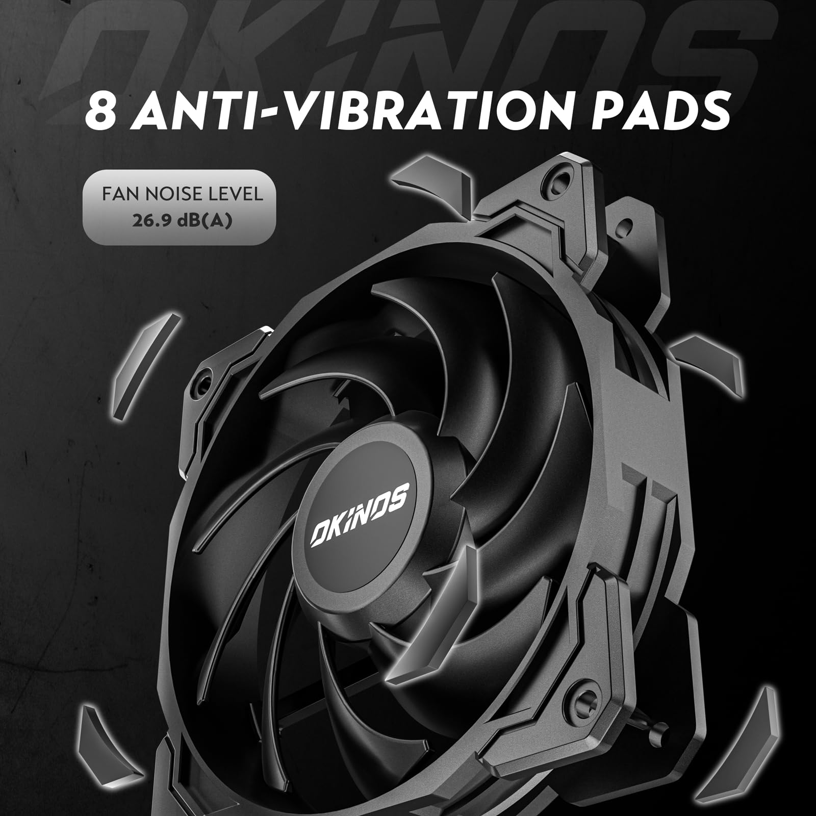 Okinos, 26.9 dBA, 4Pin PWM, Air Series, 120mm Case Fan 5 Packs, Silent Case Fan