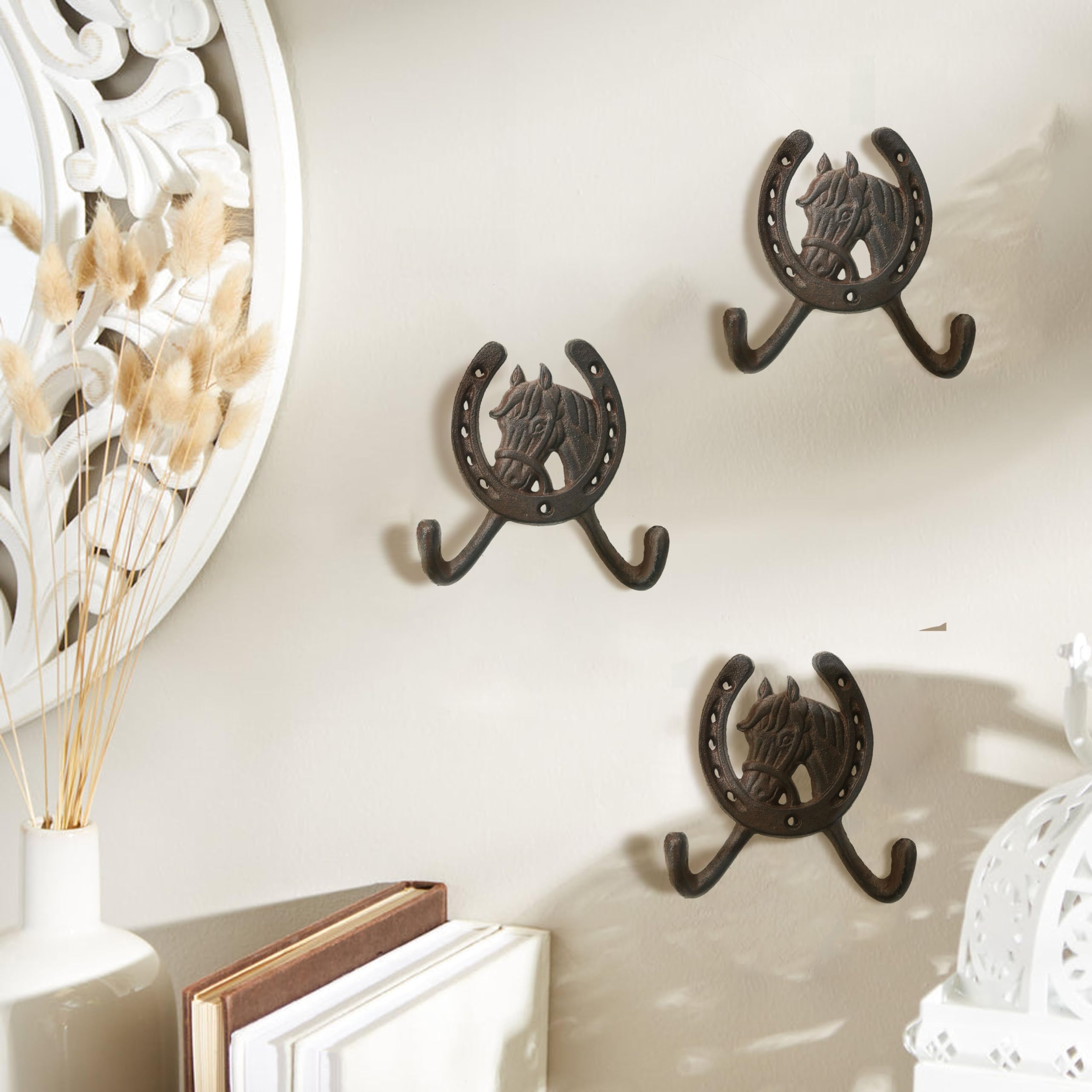 Remenna Cast Iron Decorative Wall Hooks Coats Aprons Hats Towels Hooks Beach Ocean Theme Chic Metal Hooks for Coats, Aprons, Hats, Towels, Pot Holders, More… (Ocean Theme (Set of 3))