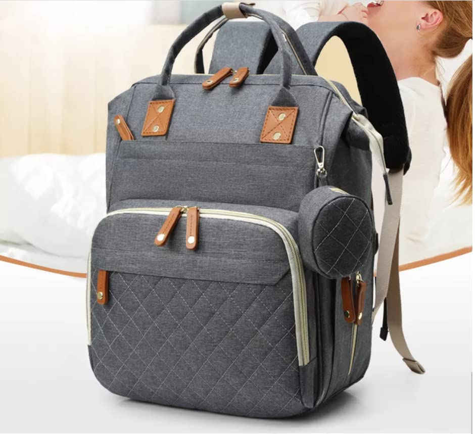 KLEINER Diaper Bag Backpack, Diaper bag, Baby diaper bag, Baby Diaper Backpack, Backpack Diaper tote with pacifier compartment and USB charging cord (Gray)