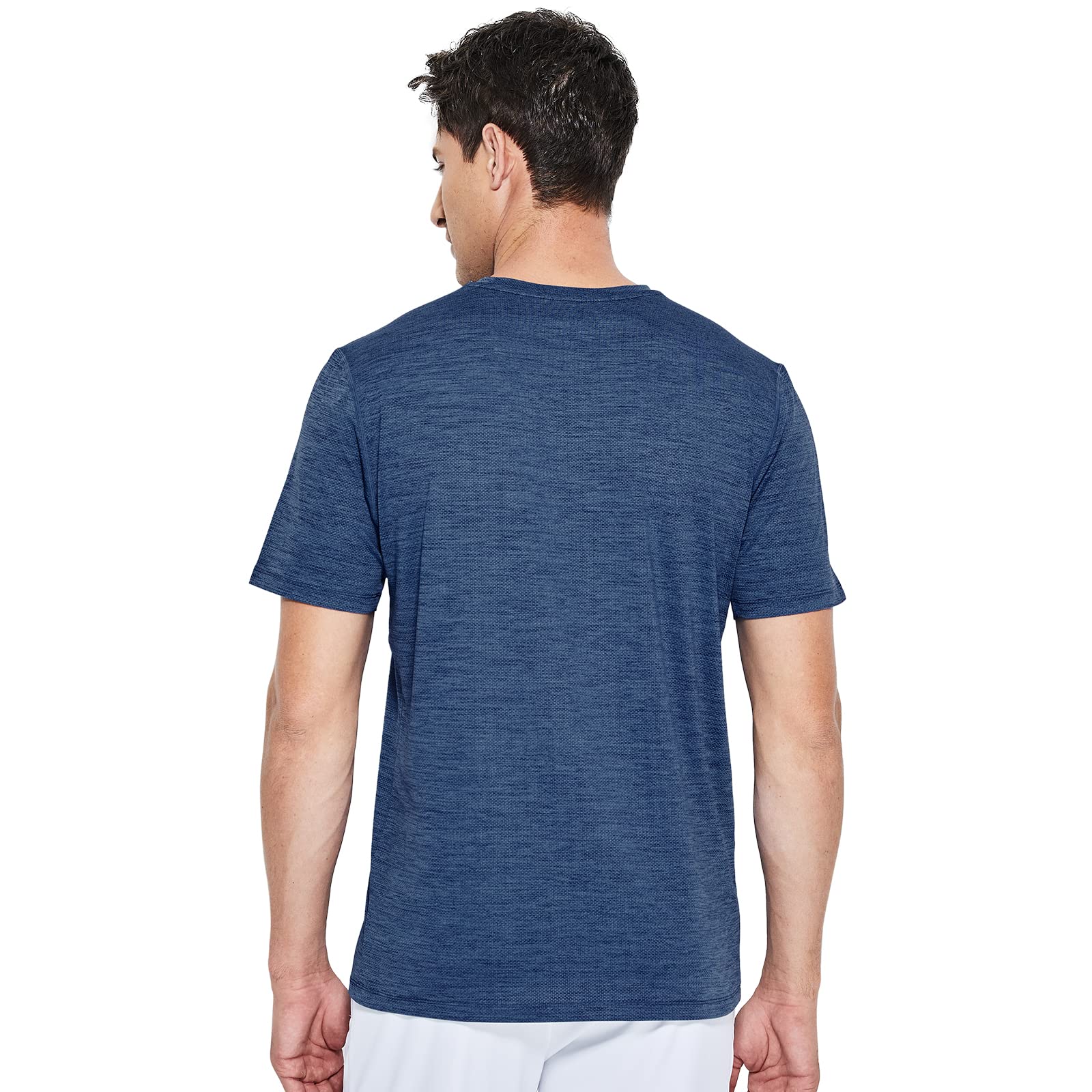 Haimont Mens Lightweight Quick Dry Crew Neck T Shirts with Pocket, Active Running Gym Workout Short Sleeve Tee, Grey, Large