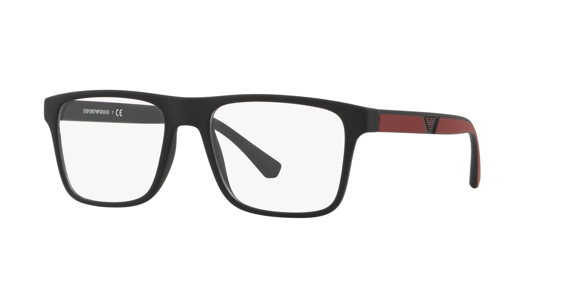 Emporio Armani Men's EA4115 Prescription Eyewear Frames with Two Interchangeable Sun Clip-Ons Rectangular, Matte Black/Clear/Grey/Mirrored Grey, 54 mm