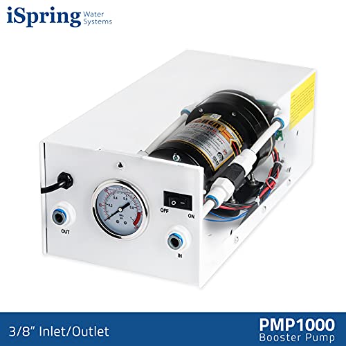 iSpring PMP1000 Water Booster Pump for High Capacity RO Membrane and Commercial Reverse Osmosis System Up to 120 psi, 3/8” Quick Connect Fitting