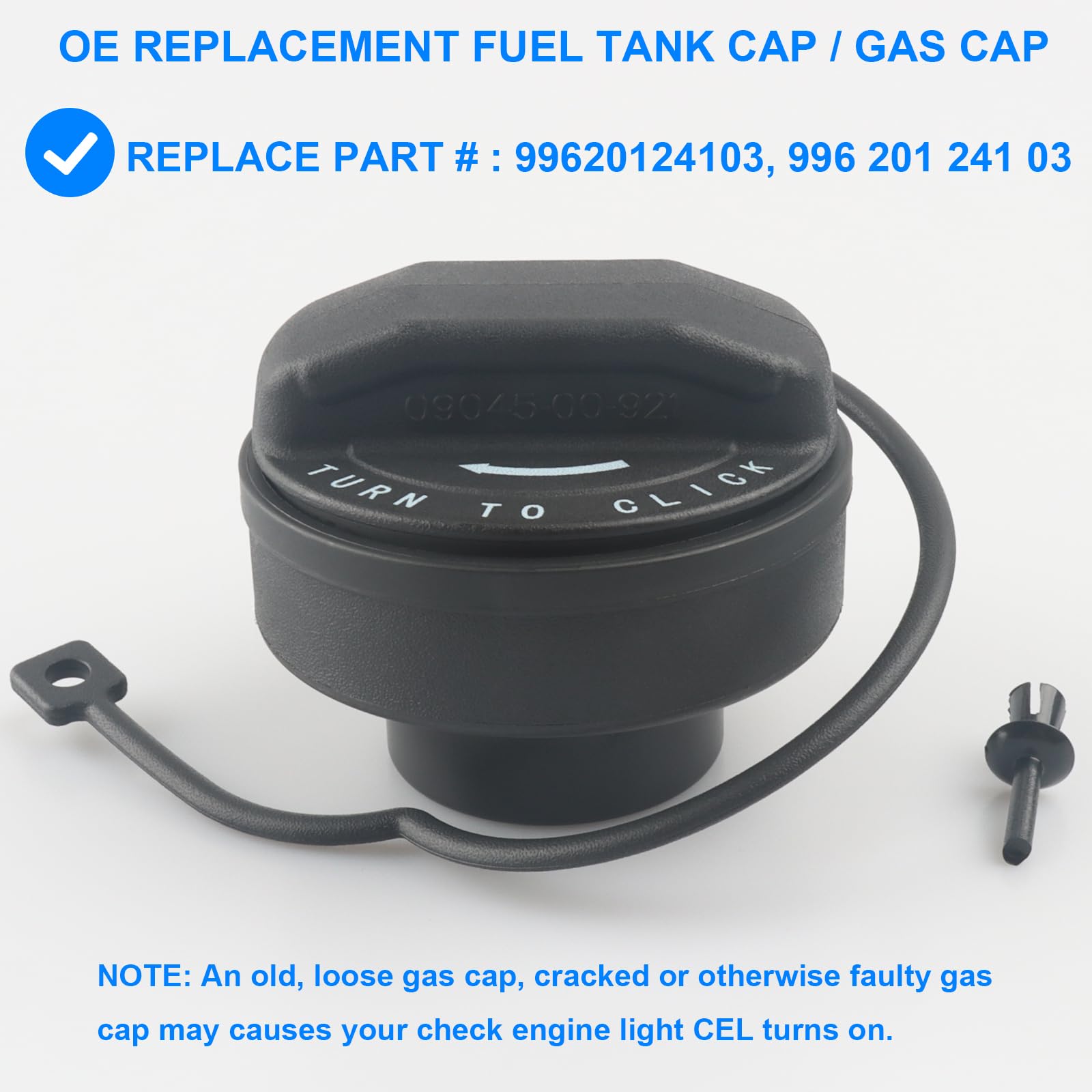 Gas Cap, Fuel Cap with Strap Clip Replace 99620124103, 996 201 241 03 Compatible with Porsche 986 987 996 997 - Compatible with Boxster 1997-2012, 1998-2013 Porsche 911, 2006-2012 Porsche Cayman