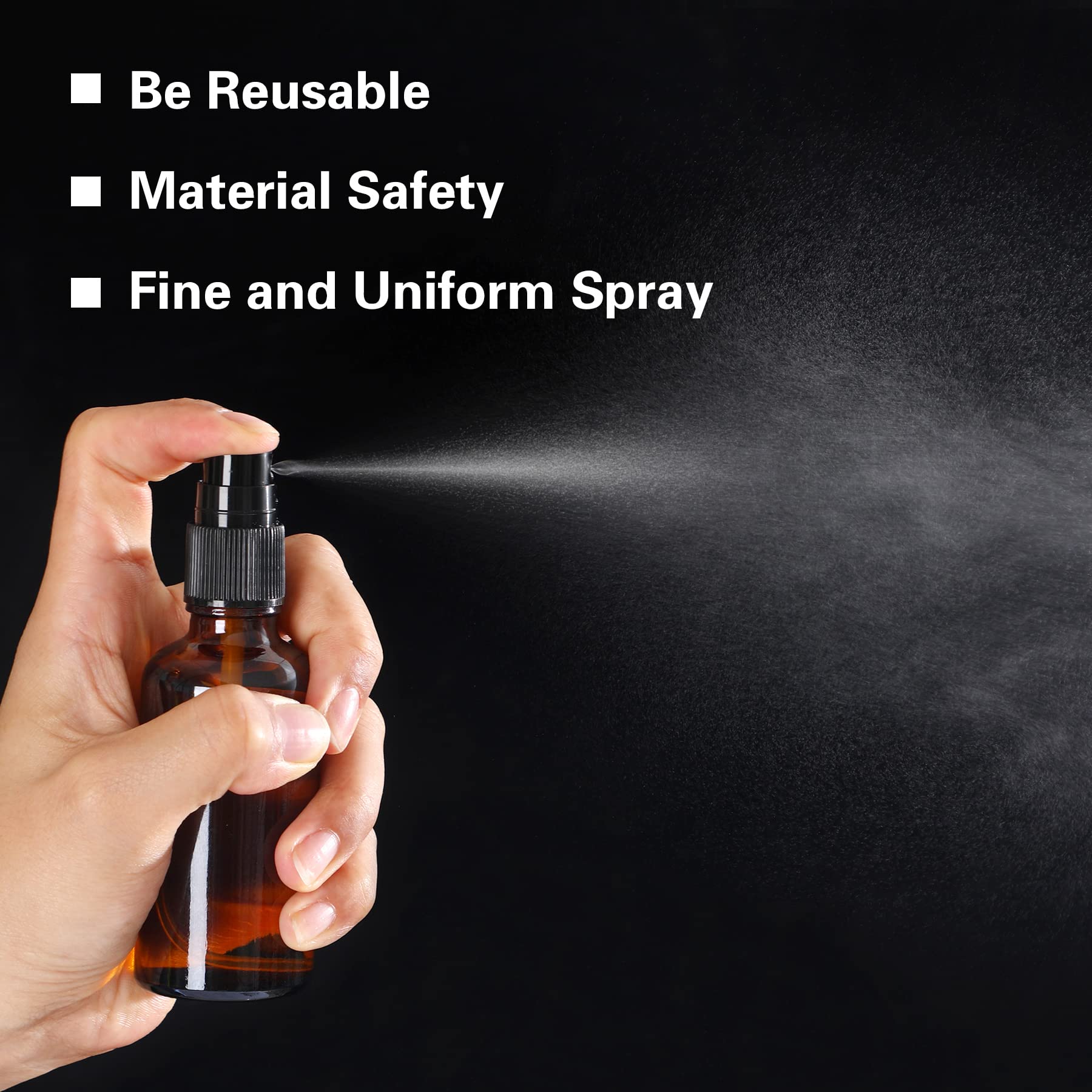 JULMELON Glass Spray Bottles 4 Oz for Esssential Oil,3 PCS Mini Travel Spray Bottle,Brown Glass Spray Bottle for Face,1Oz 2Oz 4Oz Refillable Sprayer Container with Funnel and Cleaning Brush