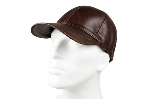 HATSQUARE Genuine Leather Baseball Cap Adjustable Soft Feel Dad Plain Hat Stylish Classic for Women Men Unisex (Darkbrown)