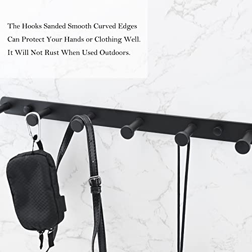Potaosey Black Wall Coat Rack, 17in Wall Mounted Coat Rack with 6 Hook,Modern Style Coat Rack Wall Mounted,Metal Coat Hooks Rail for Coat Hat Key Bathroom Entryway