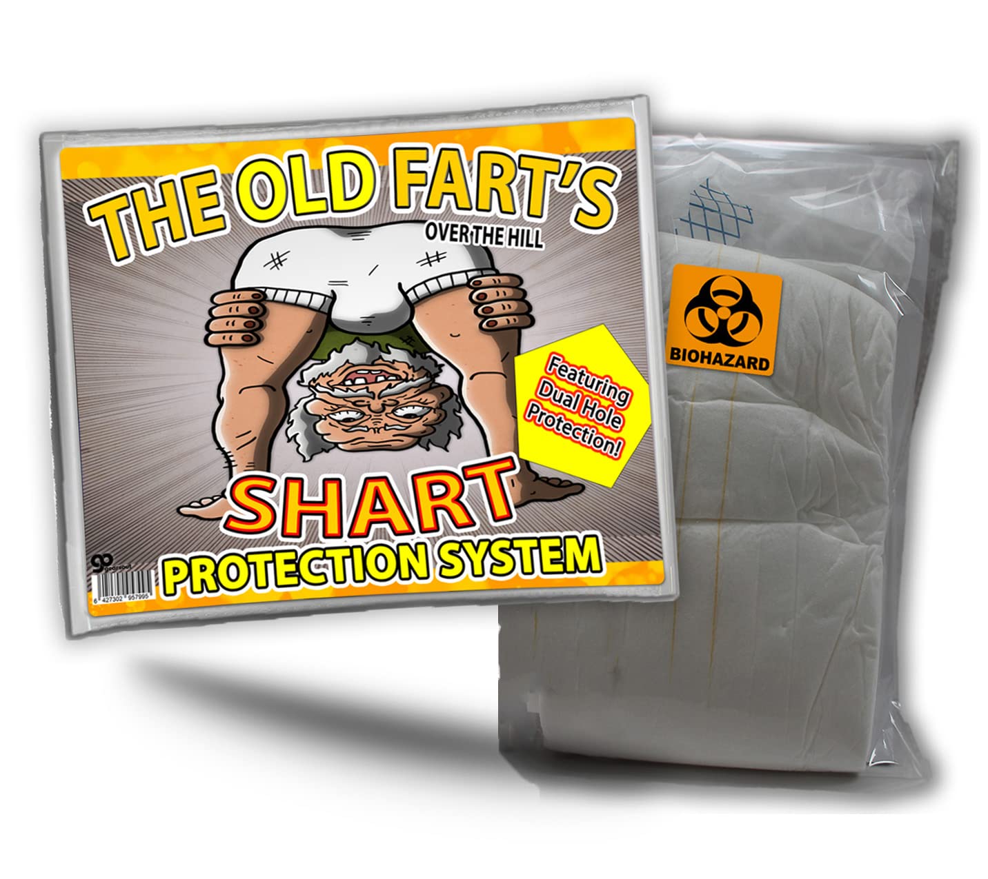 Old Farts Over The Hill Diaper - Shart Protection System Adult Diaper Gag Gift, Funny Over-The-Hill Prank Gift for Men, Disposable One Size Fits Most OSFM OTH
