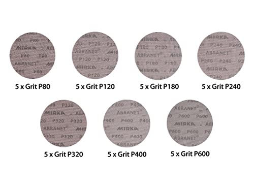 Mirka 9A-241-AP Abranet 6" Sanding Disc Assortment, 35 pack