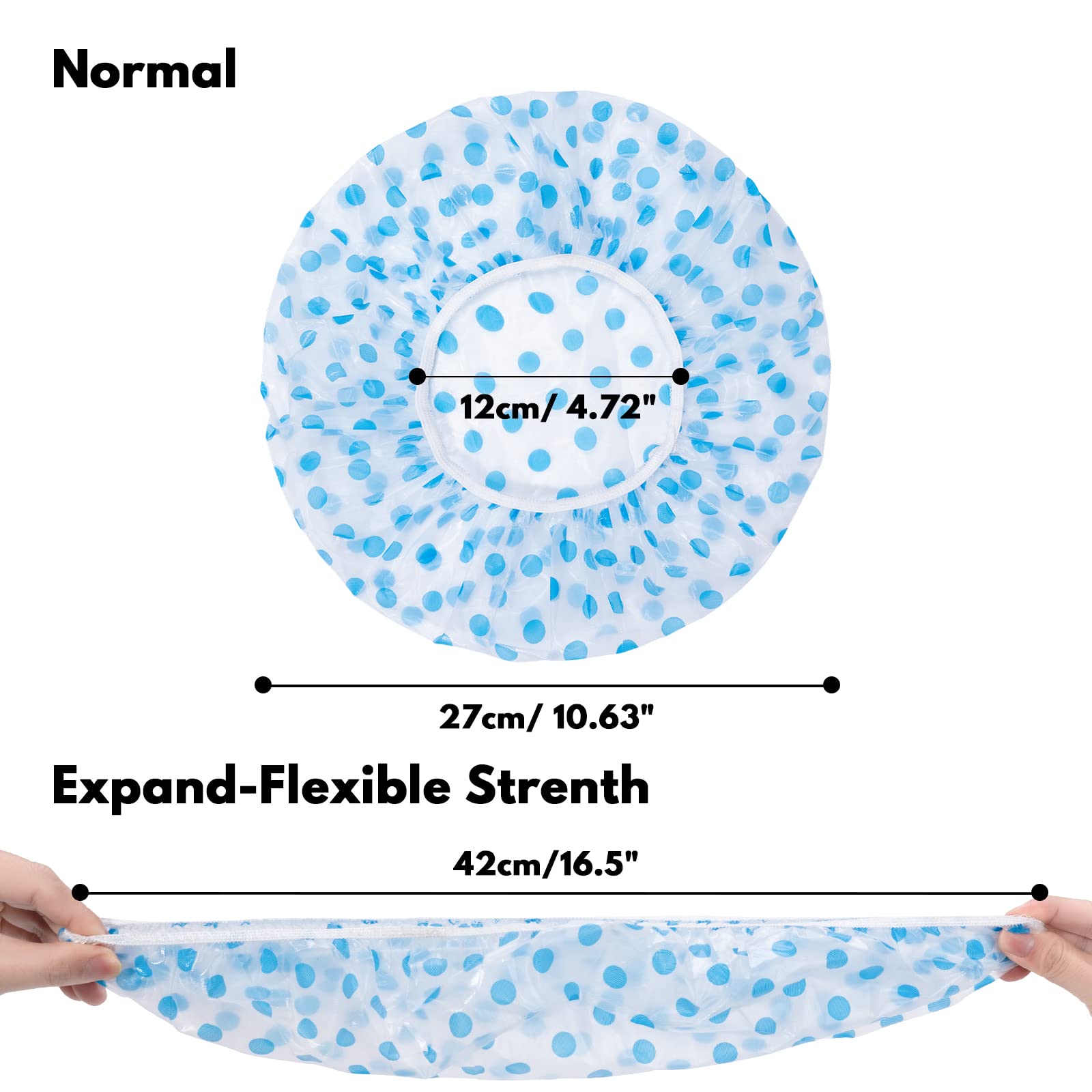 Jumperlay 12 Pack Reusable Shower Cap for All Hair Lengths, Waterproof Bath Cap with Elastic Band for Kids, Women and Men (A)