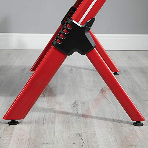 HOMCOM 43in Gaming Desk with RGB LED Lights Racing Style Gaming Table with Cup Holder & Cable Management, Red