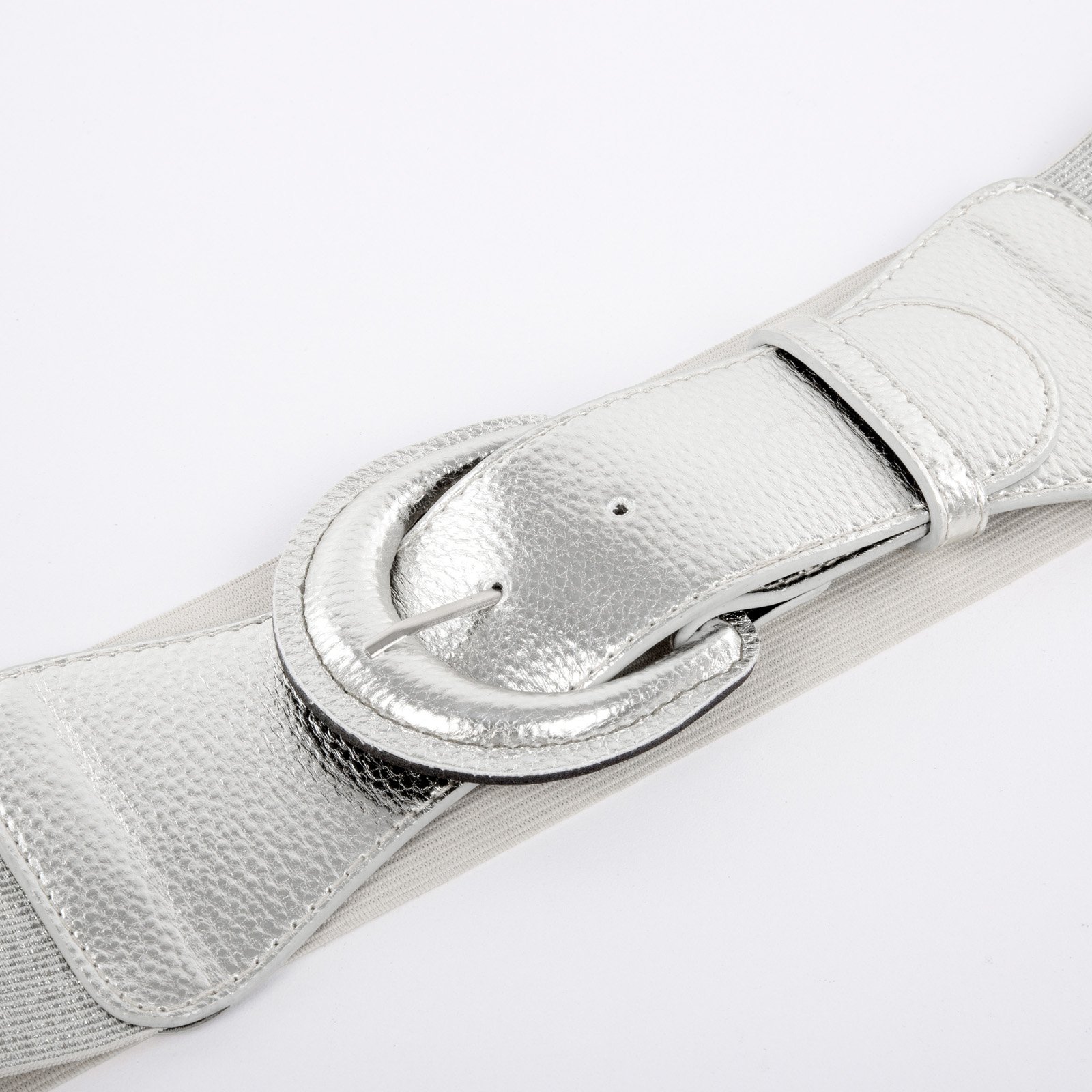 GRACE KARIN Vintage Wide Hook Elastic Waist Belt Waistband Plus Stretchy Cinch Belt(L,Silver)