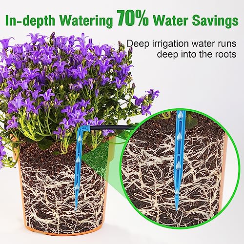 Solar Drip Irrigation Kit System with 12 Timer Modes & Anti-Siphoning Device, NVRGIUP Solar Powered Indoor Outdoor Automatic Plant Waterer Built-in 2200 mAh Battery & Enlarged Solar Panel Vacation Auto Garden Watering System for 20-30 Potted Plants in Gre