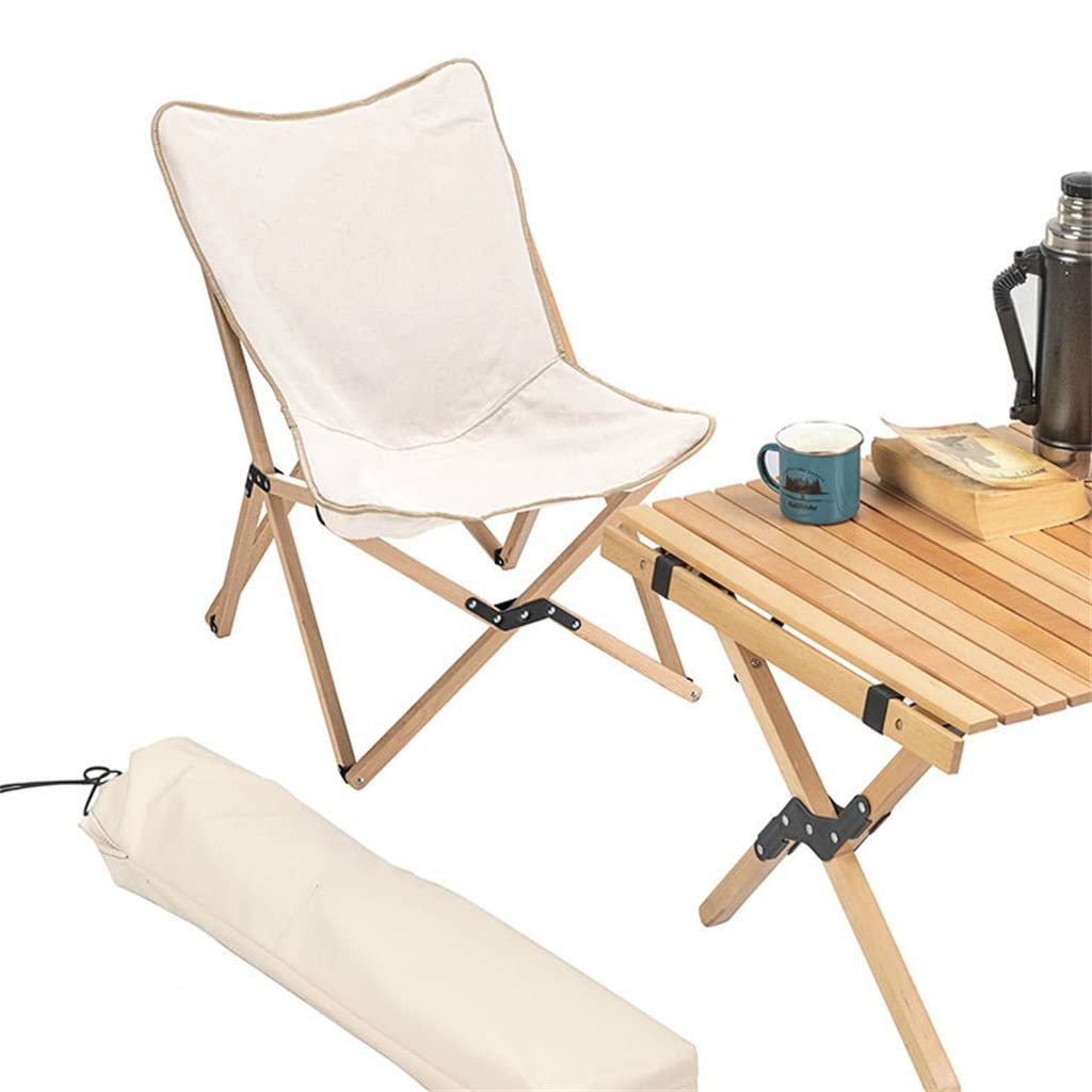 LMMDDP Portable beech Wooden Outdoor Camping Chair Indoor Garden Foldable Lazy Seat Fishing Picnic BBQ Folding Backrest Stool