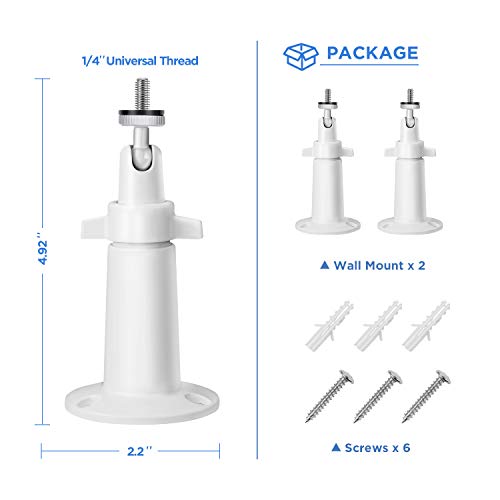 OLAIKE 5m/16ft Charge Cable with DC Power Adapter Bundle with Smart Home Adjustable Metal Wall Mount (2 Pack) for Google Nest Cam Outdoor or Indoor (Battery) - 2nd Gen, White